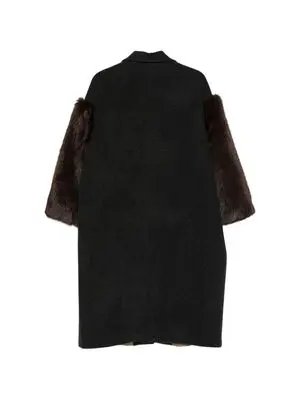 ALYSI Furspliced Lapel Long Wool Coat