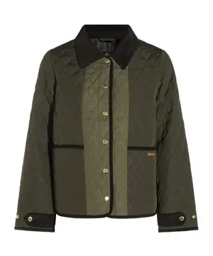 Barbour Corduroycollar Diamondquilted Cropped Jacket