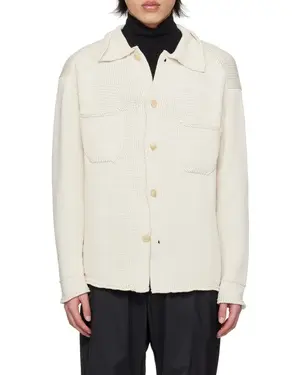 Auralee Long Sleeve Cotton Cardigan - White