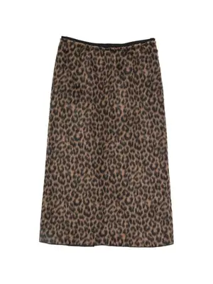 ALYSI Wool Midi Skirt - Brown