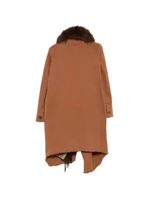 BAZAR DE LUXE Wool Midi Parka Coat With Faux Fur Collar