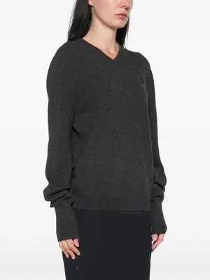 Gucci Cashmere V-neck Sweater With Ribbed Details
