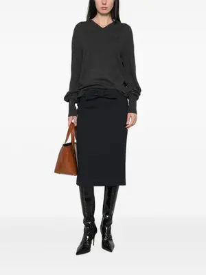 Gucci Cashmere V-neck Sweater With Ribbed Details
