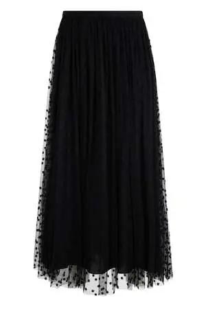 Alberta Ferretti Long Layered Lightweight Skirt With Elastic Waistband