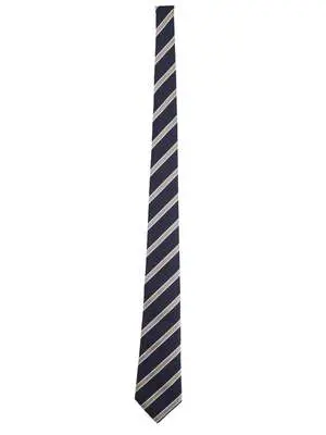 Giorgio Armani S Silk Striped Neck Tie - Blue