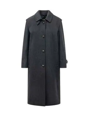 SCHNEIDERS Longline Overcoat With Button Detail - Blue