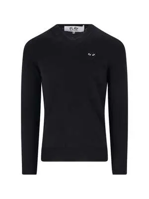 Play Comme Des Garcon 100% Wool Sweater With Heart Patch