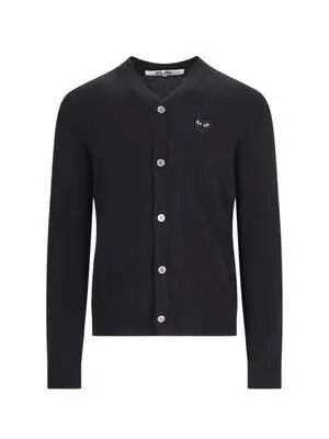 Play Comme Des Garcon 100% Wool Sweater With Play Graphic - Black