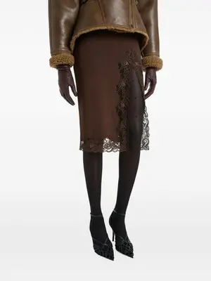 Balmain Lace Detail Midi Skirt