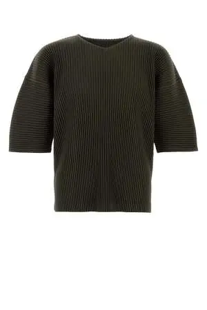 Issey Miyake Pleated Knit Polyester T-shirt