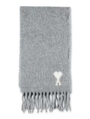 AMI Paris Alpaca Blend Scarf With Heart Logo