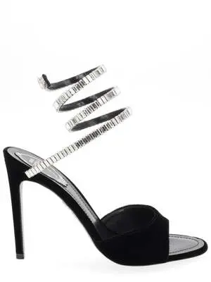 RENE` CAOVILLA Rene Caovilla Cleo Spark 10.5 Cm Velvet Heels With Embellished Straps
