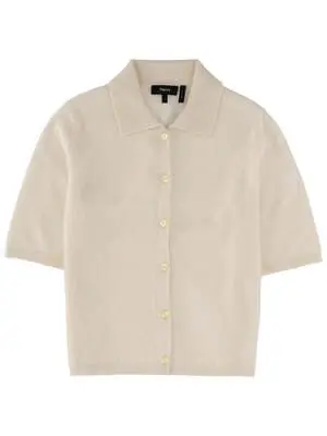 Theory Cashmere Short-sleeve Button Front Cardigan