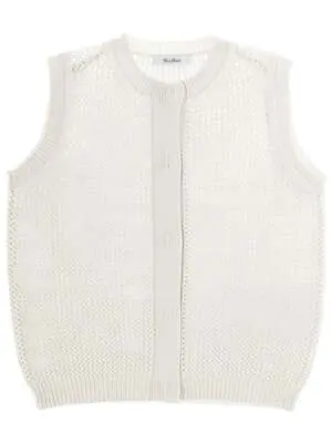 Max Mara Silk Blend Open-knit Sleeveless Vest - Ivory
