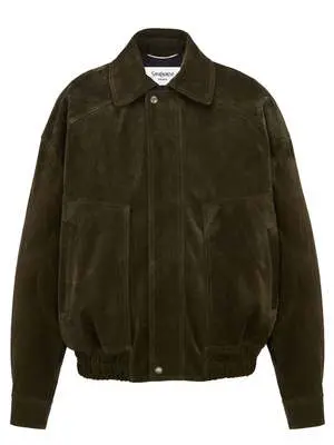 Saint Laurent Zip-up Leather Aviator Jacket With Pointed Collar