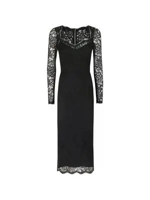 Dolce & Gabbana Lace-overlay V-neck Midi Dress