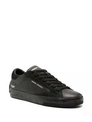 CRIME LONDON Logo Print Leather Sneakers - Black