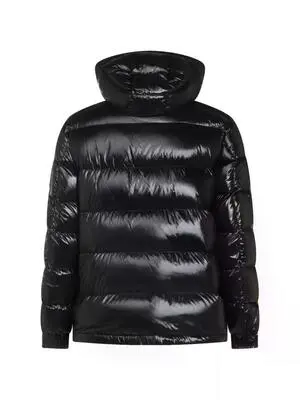 Herno Quilted Hooded Jacket With Glossy Finish - Black