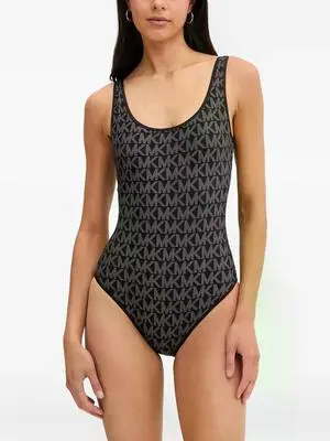 Michael Kors Reversible Logo Scoopneck Swimsuit - Black