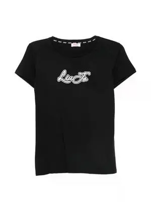 Liu Jo Rhinestone-embellished Logo-print T-shirt - Black