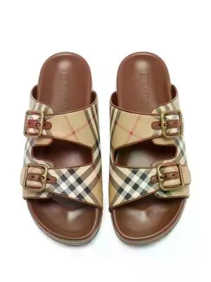 Burberry Check And Leather Urchin Sandals
