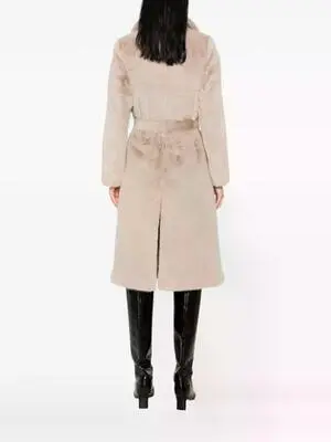 DUNO Belted Shearling-effect Coat