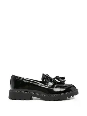 TAMARIS Tassel-detail Patent-leather Loafers - Black