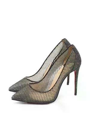 CHRISTIAN LOUBOUTIN Mesh Glitter Effect Pointed Toe Stiletto Pumps