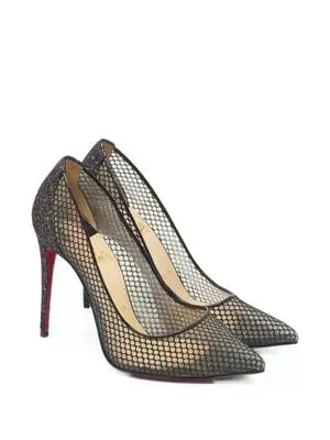 CHRISTIAN LOUBOUTIN Mesh Glitter Effect Pointed Toe Stiletto Pumps