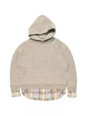 Acne Studios Layered Knit Hoodie With Embroidered Logo