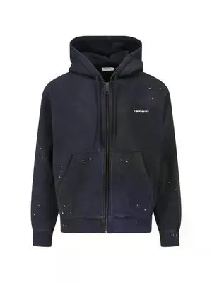 Carhartt Work In Progress Paint-splatter Logo-embroidered Hoodie - Black