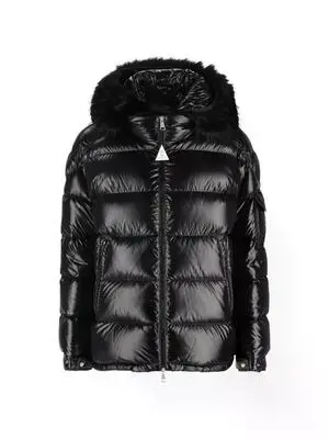 Moncler Faux Fur Trim Padded Jacket - Black