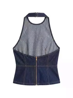 REFORMATION Alexie Denim Halter Top - Blue