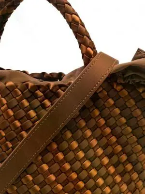 MARREA Woven Satin-stripe Shoulder Bag