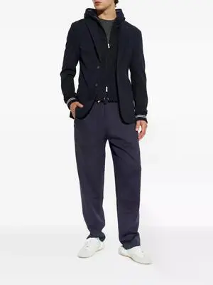 Eleventy Navy Hooded Layered Jacket
