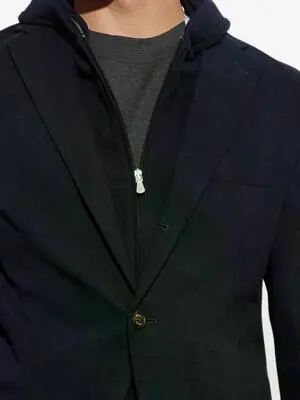 Eleventy Navy Hooded Layered Jacket