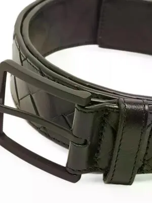 Bottega Veneta Intrecciato-leather Buckle Belt - Black