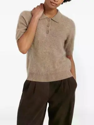 Chinti & Parker Short-sleeve Cashmere Polo Top