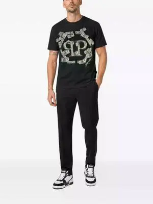 Philipp Plein Round Neck T-shirt Dollar Hexagon - Black