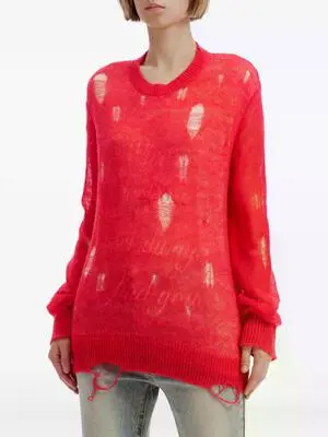 B+AB Distressed Semi-sheer Sweater