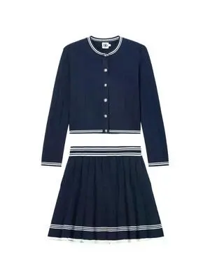 B+AB Striped-trim Pleated Skirt Set