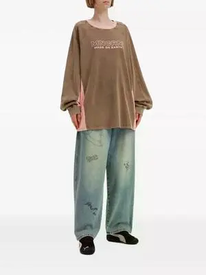 MINI CREAM Graphic-print Wide-leg Jeans