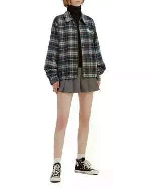 FINGERCROXX Zip-up Plaid Jacket