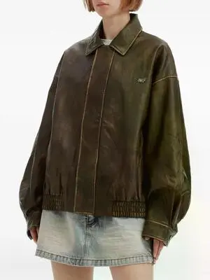 MINI CREAM Distressed-effect Elasticated-hem Jacket