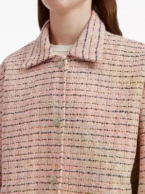 B+AB Tweed Button-up Jacket With Checked Pattern