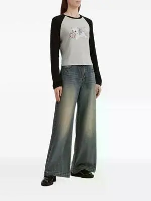 B+AB Cat Print Raglan Sleeve T-shirt