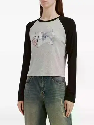 B+AB Cat Print Raglan Sleeve T-shirt