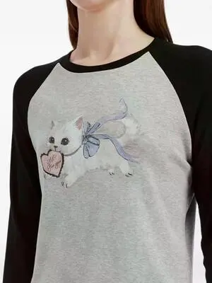 B+AB Cat Print Raglan Sleeve T-shirt