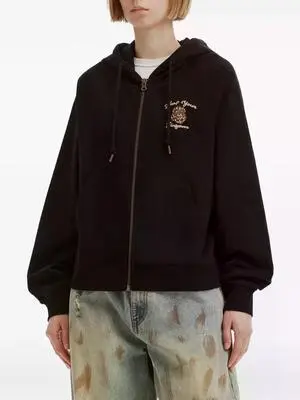FINGERCROXX Logo-embroidered Zip-up Hoodie