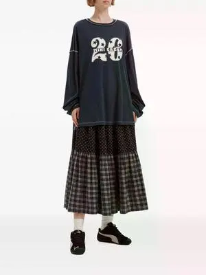 MINI CREAM Logo-print Contrast-stitch T-shirt
